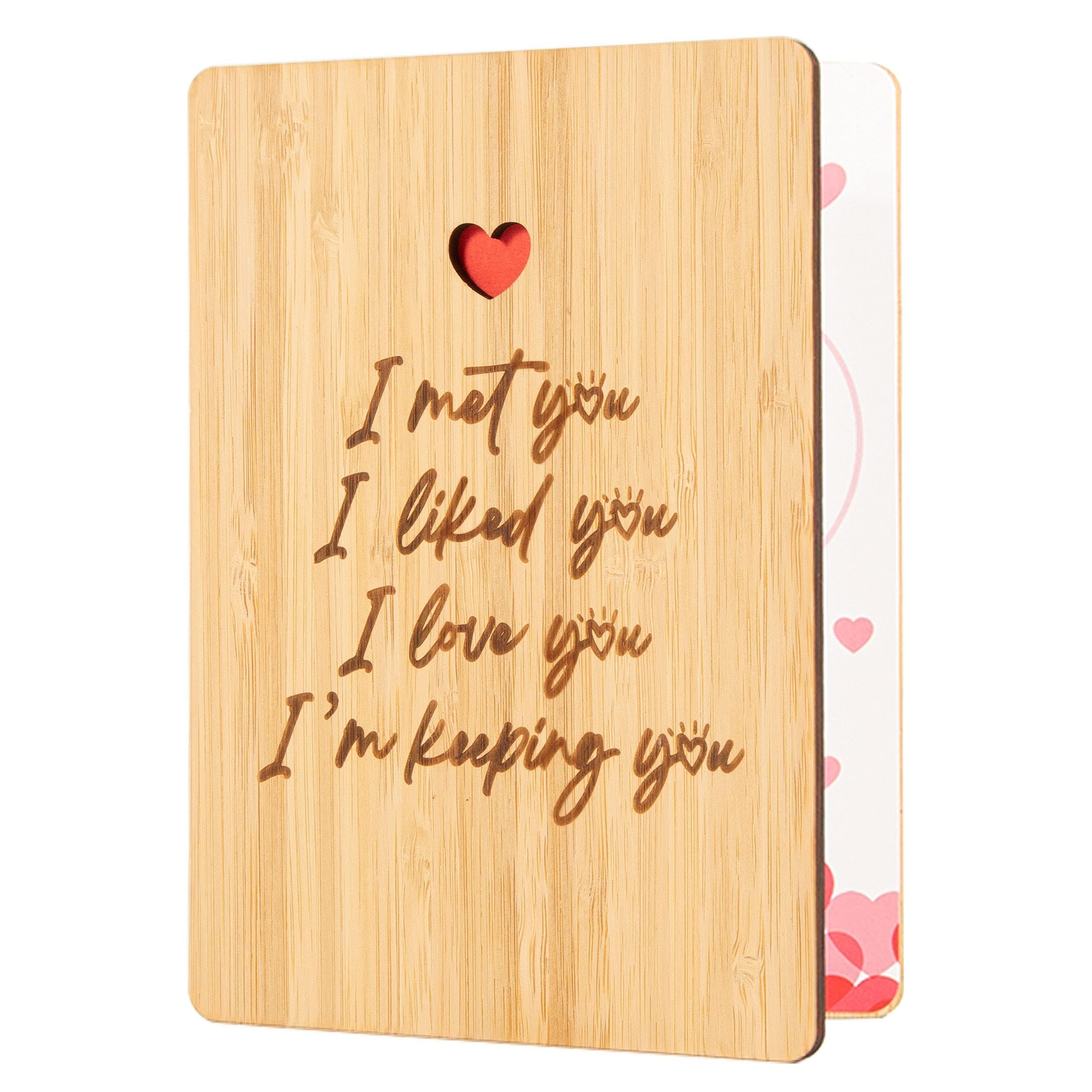 Valentines Day Cards, Anniversary Card for Wife Husband, I Love You This Much Wood Valentines Day Cards, Handmade Love Cards Valentine Card Valentines Day Gifts for Him Her