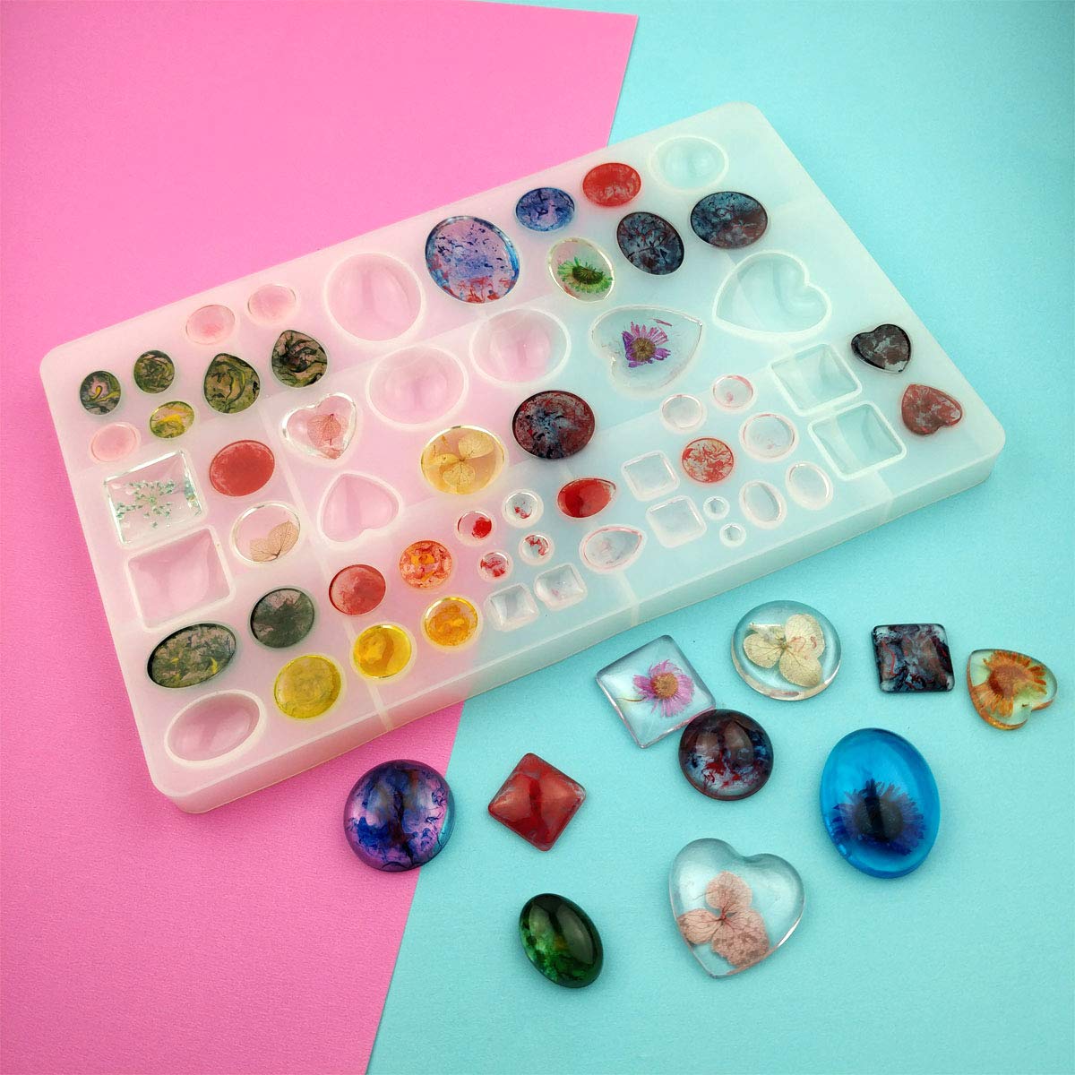 Jewelry Casting Molds,Gem Jewelry Silicone Casting Mold, for Resin Epoxy DIY Crafting, Earring, Pendant, Studs Jewelry Making (Large)