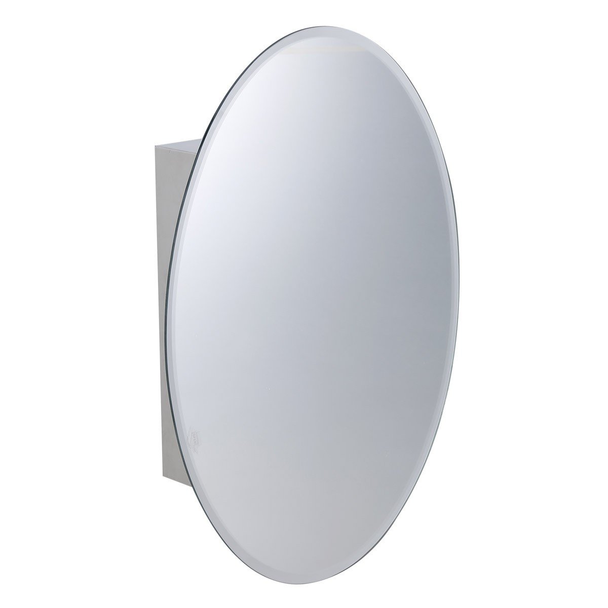 Renovators Supply Manufacturing Oval Wall Mounted Medicine Cabinet Brushed Stainless Steel Bathroom Storage Cabinet with Mirror 26" x 18" Hanging Double Shelf for Medicines or Accessories