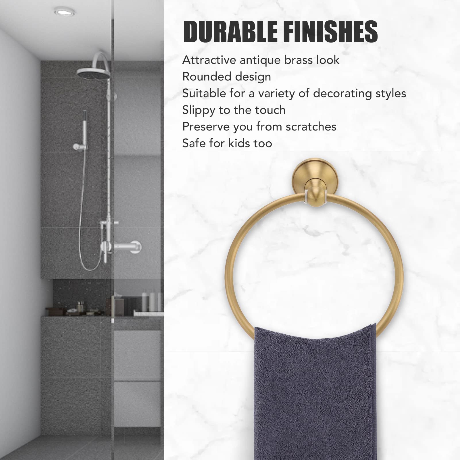 Towel Ring Brass Wall Mounted Towel Holder Hanger Antique Style Decorative Ring for Bathroom Kitchen Bedroom