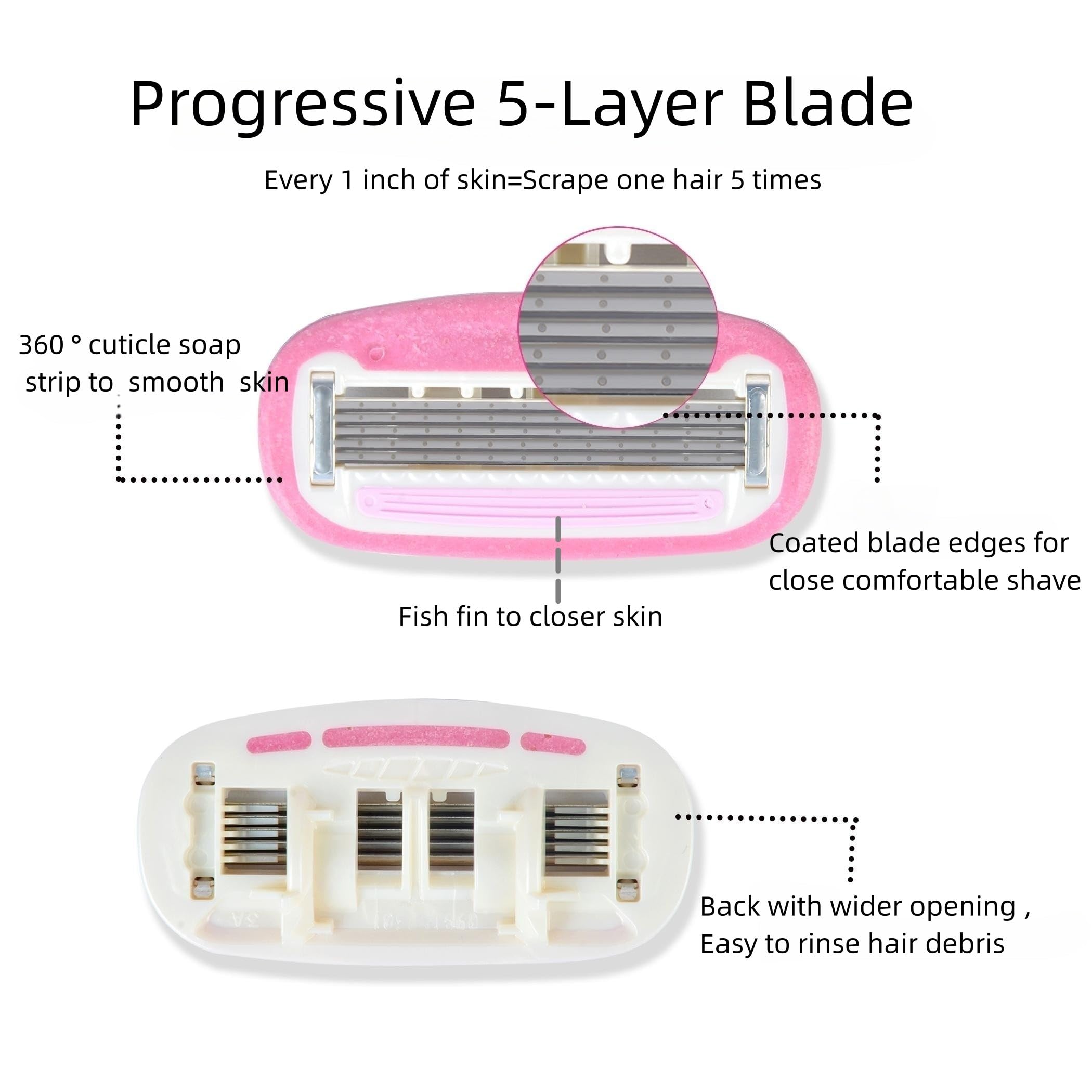 Mini 5 Blade Razor for Women, Disposable Shaving Razor Travel Size Toiletries, Extra Smooth Body Razor for Personal Hygiene Kit Essentials, with Travel Case (Mini Handle and 3 cartridge)
