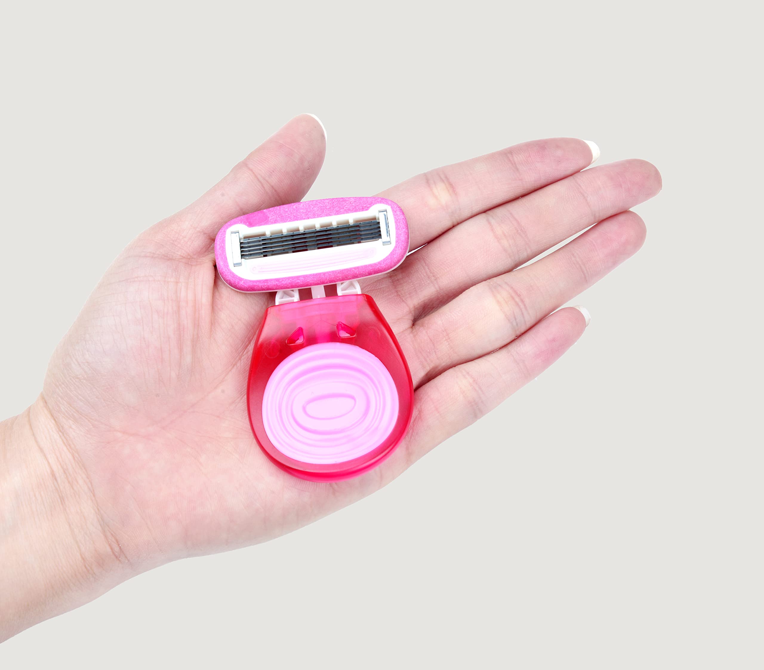 Mini 5 Blade Razor for Women, Disposable Shaving Razor Travel Size Toiletries, Extra Smooth Body Razor for Personal Hygiene Kit Essentials, with Travel Case (Mini Handle and 3 cartridge)