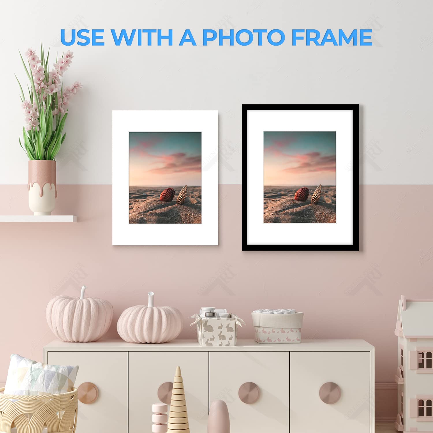Golden State Art, Acid Free, Pack of 25, 11x14 White Picture Mats Mattes with White Core Bevel Cut for 8x10 Photo + Backing + Bags