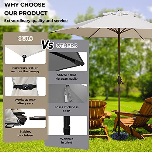 Abba Patio 9ft Patio Umbrella Outdoor Umbrella Table Market Umbrella with Push Button Tilt and Crank for Garden, Lawn, Deck, Backyard & Pool, Beige