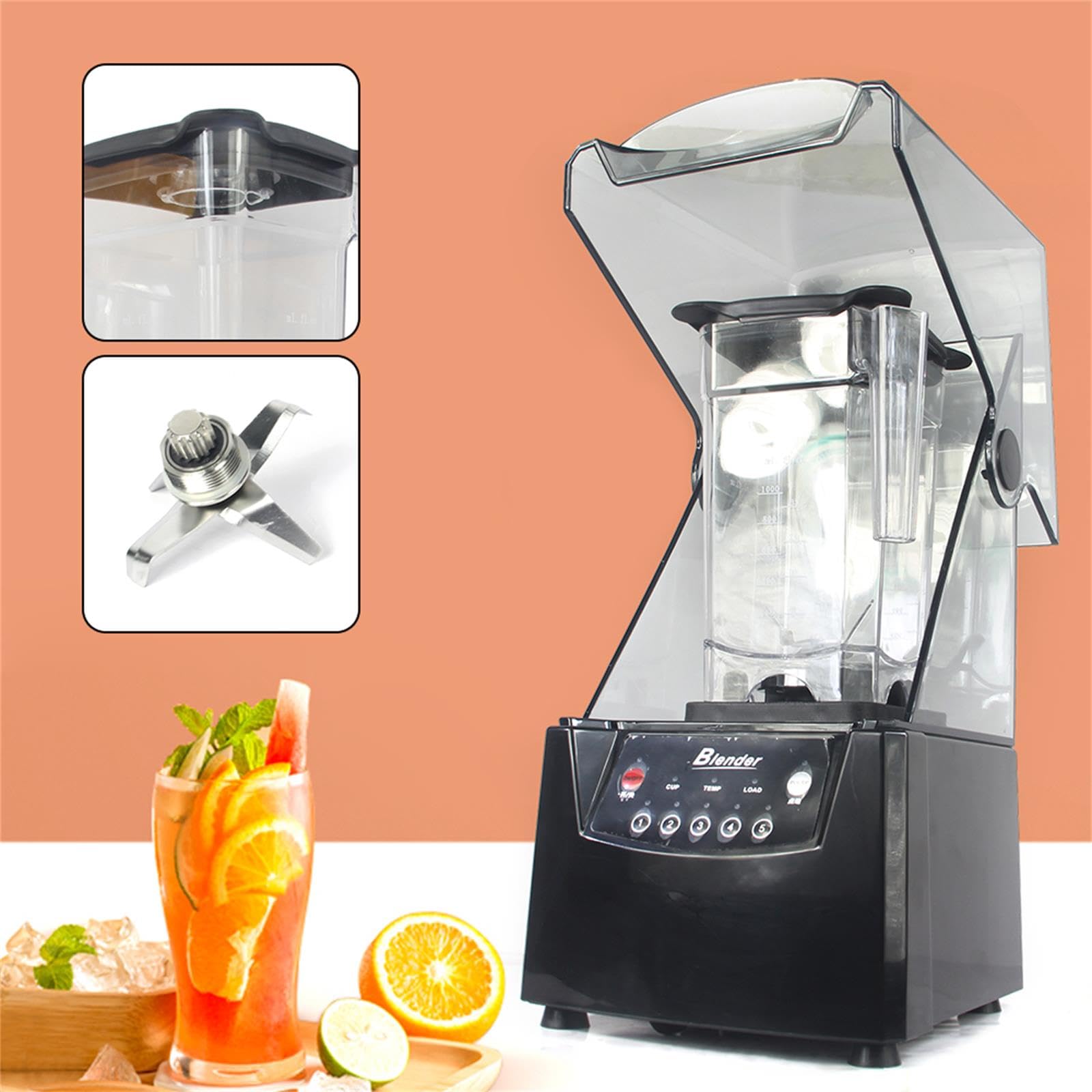 Commercial Smoothie Machine, 1.8L Electric Blender for Smoothies Shakes Cocktails, Multi-functional 2-in-1 Wet Dry Blades, 2200W Professional Mixer for Shakes Smoothies Soups Dips Milks