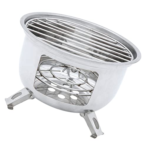 INOOMP 1set Folding Barbecue Backing Tabletop Outdoor Camping Stainless Grill Small Garden Wood Portable Travel Picnic Charcoal Bbq Steel Round Burning for Stove of
