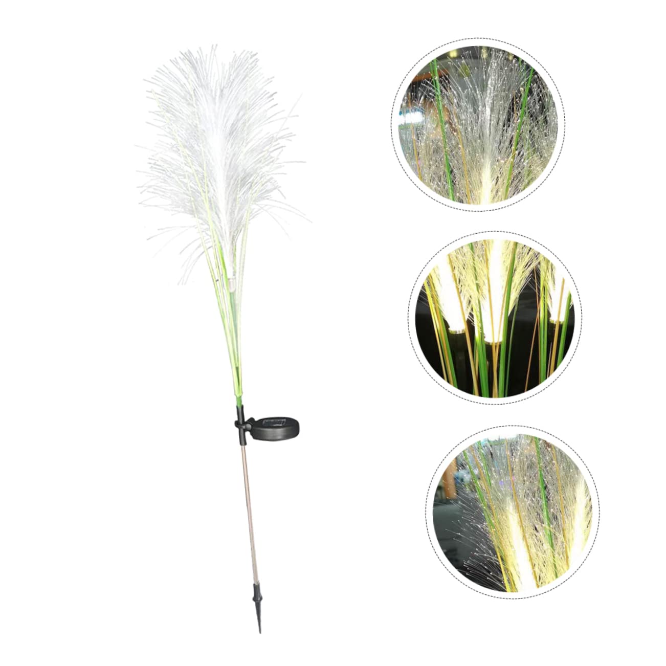 ABOOFAN Fiber Optic Reed Light Solar Garden Light Solar Path Lights Fiber Optic Garden Lights Solar Lights Outdoor Decor Garden Lights Solar Powered White Stainless Steel Led