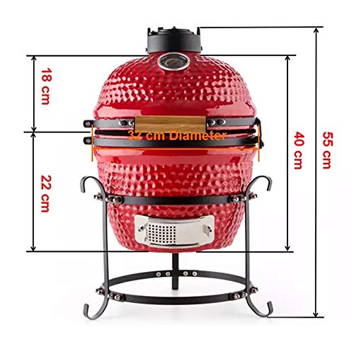 RJMOLU BBQ Grill, Ceramic Smoker Barbecue Grill, Portable Barbecue Grill for 3-5 Persons, Charcoal BBQ for Table Camping Outdoor Garden Grill BBQ Utensil