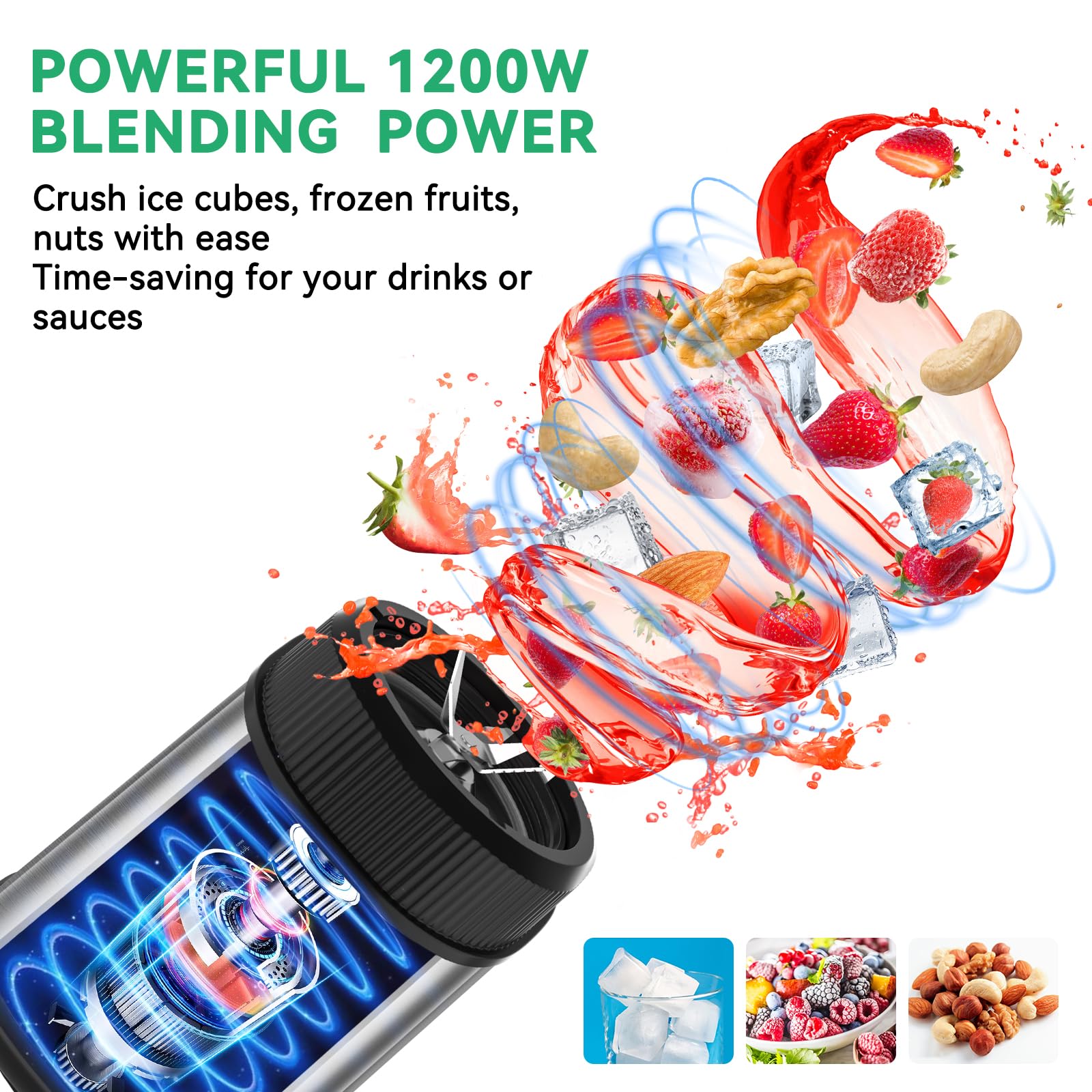 Bullet Blender Smoothie Maker 900W with To-Go Cups, Smoothie Blender, Upgrade 6-Point Blade, Smoothie Blender, Shake Blender Combo for Frozen Drink