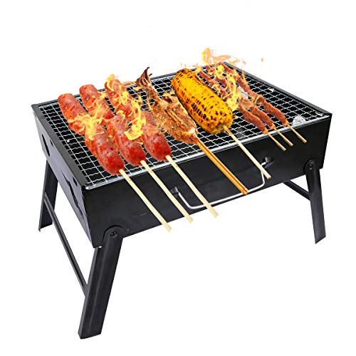 Stainless Steel Foldable Barbecue BBQ Grill, Portable Family Party Charcoal Smoker ,Camping Tabletop Grill,Outdoor BBQ for Picnic Garden Terrace Camping Travel 3.54''X13.78''X10.63''