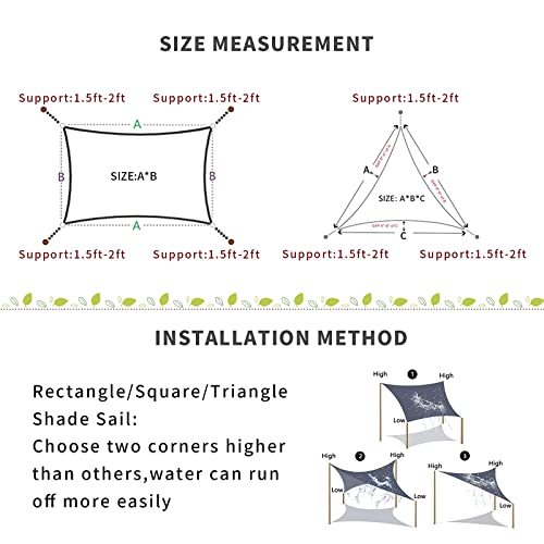 Shade Sail Waterproof Triangle Umbrella UV Protection Oxford Cloth Shade for Outdoor Terrace Backyard and Garden 10'x10x10'
