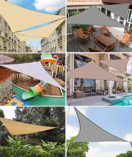 Shade Sail Waterproof Triangle Umbrella UV Protection Oxford Cloth Shade for Outdoor Terrace Backyard and Garden 10'x10x10'
