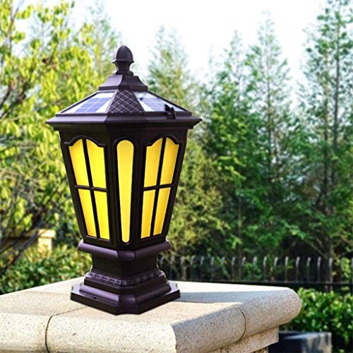 ZZBJ Solar Post Cap Lights, Outdoor Mains Die-cast Aluminum Outdoor Waterproof Courtyard Villa Garden Column Headlight