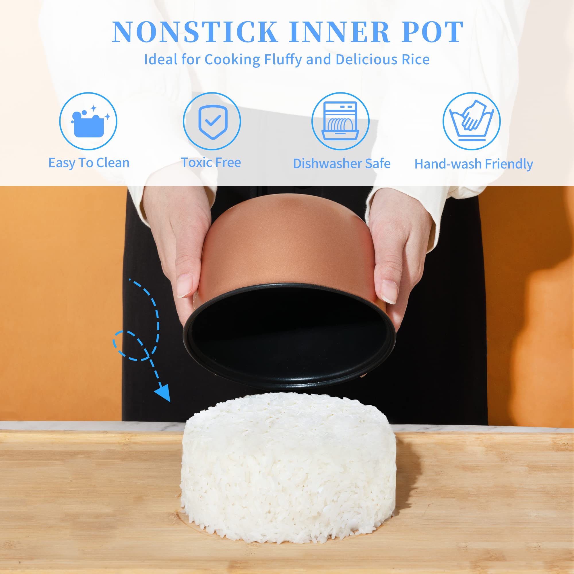 1.0L Mini Rice Cooker, 2 Cups Uncooked WHITE TIGER Portable Travel Steamer Small,15 Minutes Fast Cooking, Removable Non-stick Pot, Keep Warm, Suitable For 1-2 People - For Cooking Soup, Rice, Stews & Oatmeal