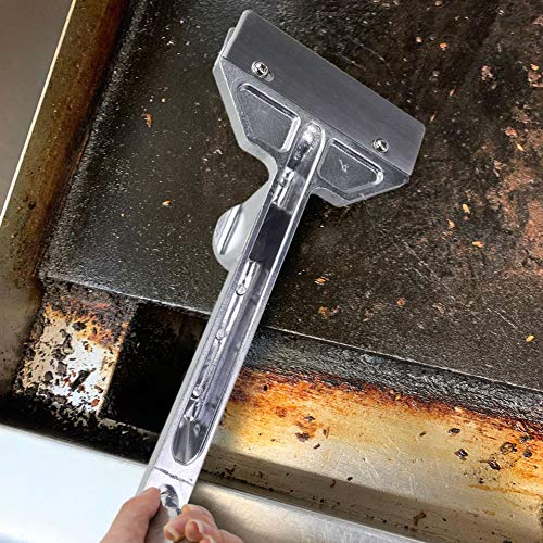 SHANGPEIXUAN Grill Scrapers, Heavy Duty Casting Aluminum Commercial Griddle Scraper with 5 Blades and Small Slant Edge Grill Scraper