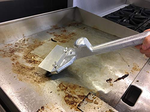 SHANGPEIXUAN Grill Scrapers, Heavy Duty Casting Aluminum Commercial Griddle Scraper with 5 Blades and Small Slant Edge Grill Scraper