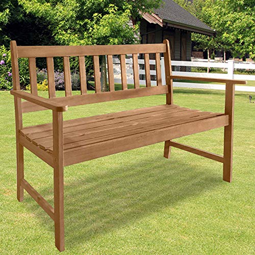 Patio Wood Bench Park Garden Outdoor Bench with Armrests Sturdy Acacia Wood Front Porch Chair, 705Lbs Weight Capacity, for Park Yard Patio Deck Balcony Lawn Decor, Natural Oiled