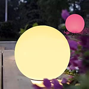 Solar Ball Light-12inch LED Outdoor Table Lamp, 10 RGB Colors and Dimmable Globe Light with Remote,Decor for Nursery Patio Garden Yard Beach Pathway