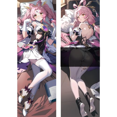 Znosng Honkai Star Rail Fu Xuan Case Hugging Pillow Cover Stuffed Dakimakura Double-Sided Print Pillowcase 59x20 in (Fu Xuan 8)