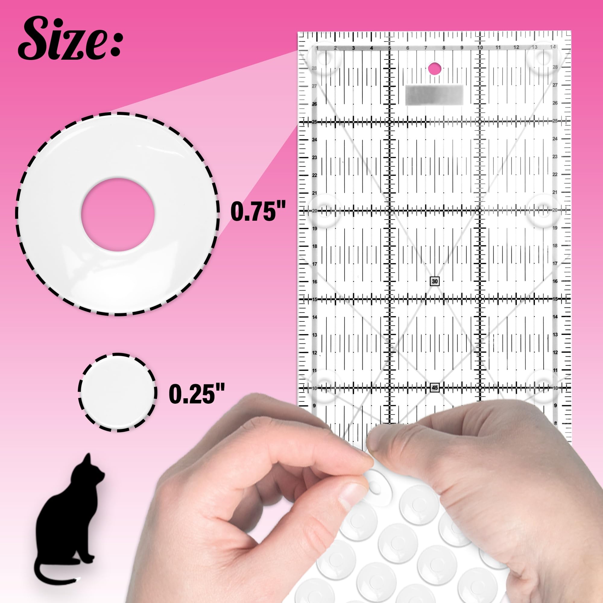 TightGrips Non-Slip Grips for Quilt Templates - 48 Pieces Total - 24 Large & 24 Small