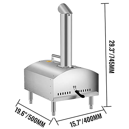 VEVOR Wood Fired Oven 12",Outdoor Pizza Oven with Foldable Legs,Stainless Steel Pizza Maker 932β Max Temperature,Wood Pellets Burning Pizza Oven with Accessories for Outside,Garden,Courtyard Cooking.