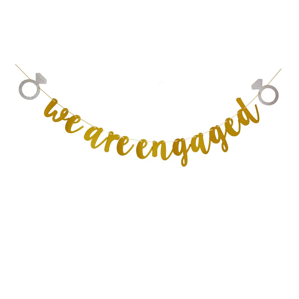 We Are Engaged Banner, Gold Engagement Party Bunting, Bridal Shower / Wedding / Bachelorette Party Garlands Decorations