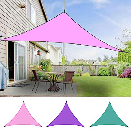 JYCAR Triangle Awning Shelter, Waterproof Sun Shade Sail Canopy, Durable Polyester Garden Shading Net with 3pcs 6.5FT Ropes, for Outdoor Patio Garden (Pink, 9.8 x 9.8 x 9.8 ft)