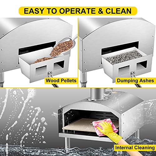 VEVOR Wood Fired Oven 12",Outdoor Pizza Oven with Foldable Legs,Stainless Steel Pizza Maker 932β Max Temperature,Wood Pellets Burning Pizza Oven with Accessories for Outside,Garden,Courtyard Cooking.