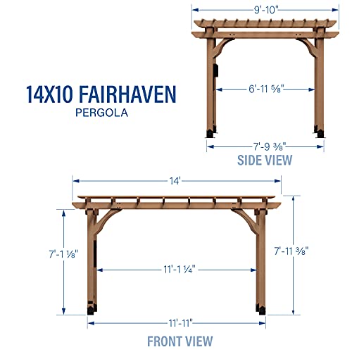 Backyard Discovery 14x10 Fairhaven Pergola, Rustic Finish, Nordic Spruce Lumber, Support Winds Up to 100 MPH, Powerport USB and Electrical Outlet, Backyard, Garden