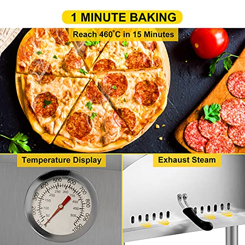 VEVOR Wood Fired Oven 12",Outdoor Pizza Oven with Foldable Legs,Stainless Steel Pizza Maker 932β Max Temperature,Wood Pellets Burning Pizza Oven with Accessories for Outside,Garden,Courtyard Cooking.