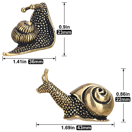 2pcs Snail decor Outdoor pond Garden snail figurine Brass Snail With feng shui decorative effect The meaning of the snail walk slowly and have a safe journey,Suitable for computer desk decoration