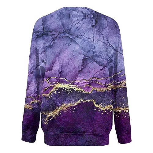 JJHAEVDY Christmas Women Fashion Sweatshirts Long Sleeve Clothes Button Up Color Blocking Tops Lightweight Pullover Zip Up Sweatshirt Women Tshirts(3-Dark Purple,3X-Large)
