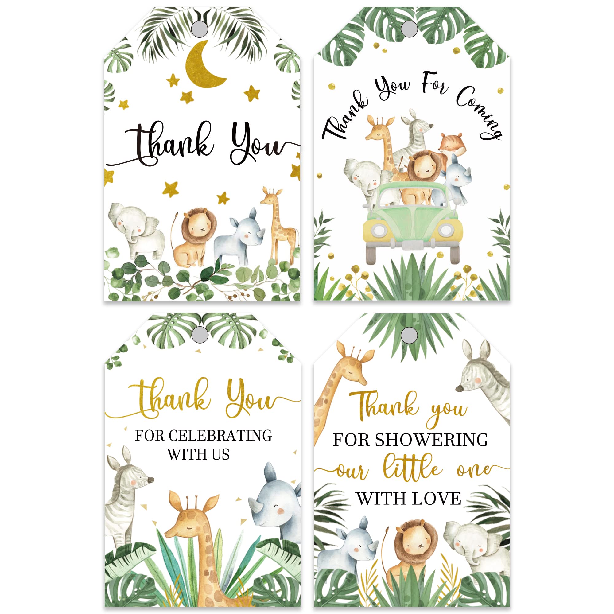 Jungle Safari Gift Tags, Wild Animal Birthday Party Favor Wrap Tags, Baby Shower Hanging Gift Tags with String
