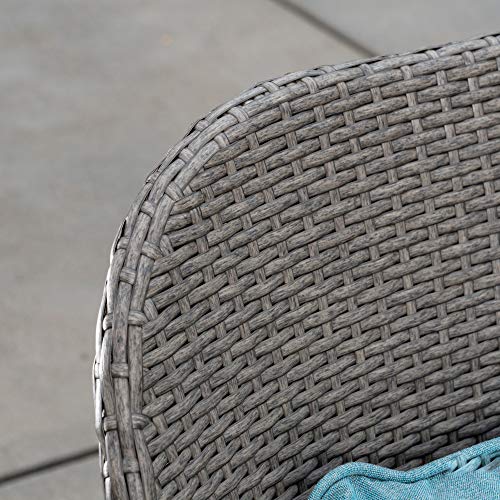 Royal Garden Patio Set - 4 Piece Patio Set - Deep Seating Wicker Outdoor Patio Set - Waikiki Collection - Conversation Set Patio Furniture - Grey/Teal