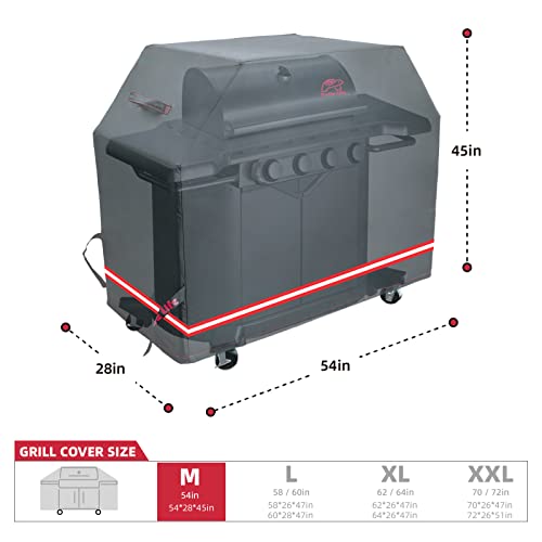 Turtle-Life BBQ Grill Cover,54 Inch Heavy Duty Waterproof Barbecue Gas Grill Covers for Weber Genesis Char-Broil Brinkmann, No Fading Away Within 2 Years, Black