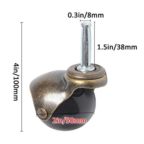 Caster Wheels, Antique Furniture Casters,Oil Rubbed Bronze,Silent,Insertion Rod Installation M8x38mm,for Sofa,Chair,Coffee Table,Retro Furniture (4 pcs) (Color : 5 Pcs)