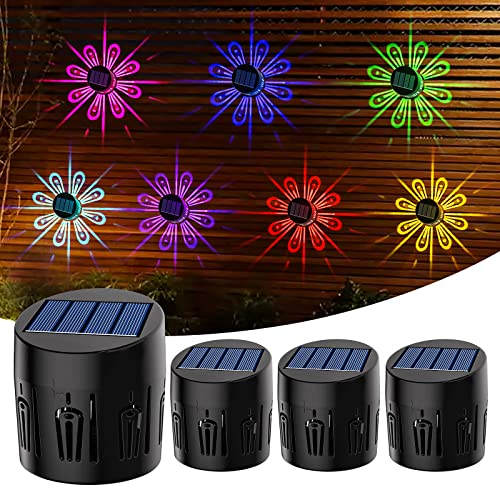 Miyole Solar Fence Lights Outdoor Waterproof, 4 Pack RGB Wall Light Color Changing Lights, Outdoor Solar Lights Deck Light with Auto On/Off, Perfect for Fence, Backyard, Garden, Front Door, Patio.