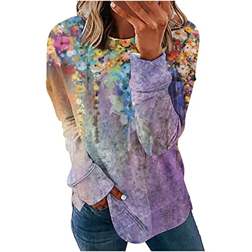 JJHAEVDY Women Fashion Sweatshirts Button Up Outfits Letter Winter Sweatshirts Comfy Tunic Sweatshirt for Womens Fashion Sweatshirt(3-Light Purple,Large)