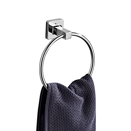 TAMUNI Bath Towel Rings, Stainless Steel Towel Ring Hanger Kitchen Round Towel Bar Hand Towel Holder Bathroom Wall Mounted Circle Rack Bath Accessories
