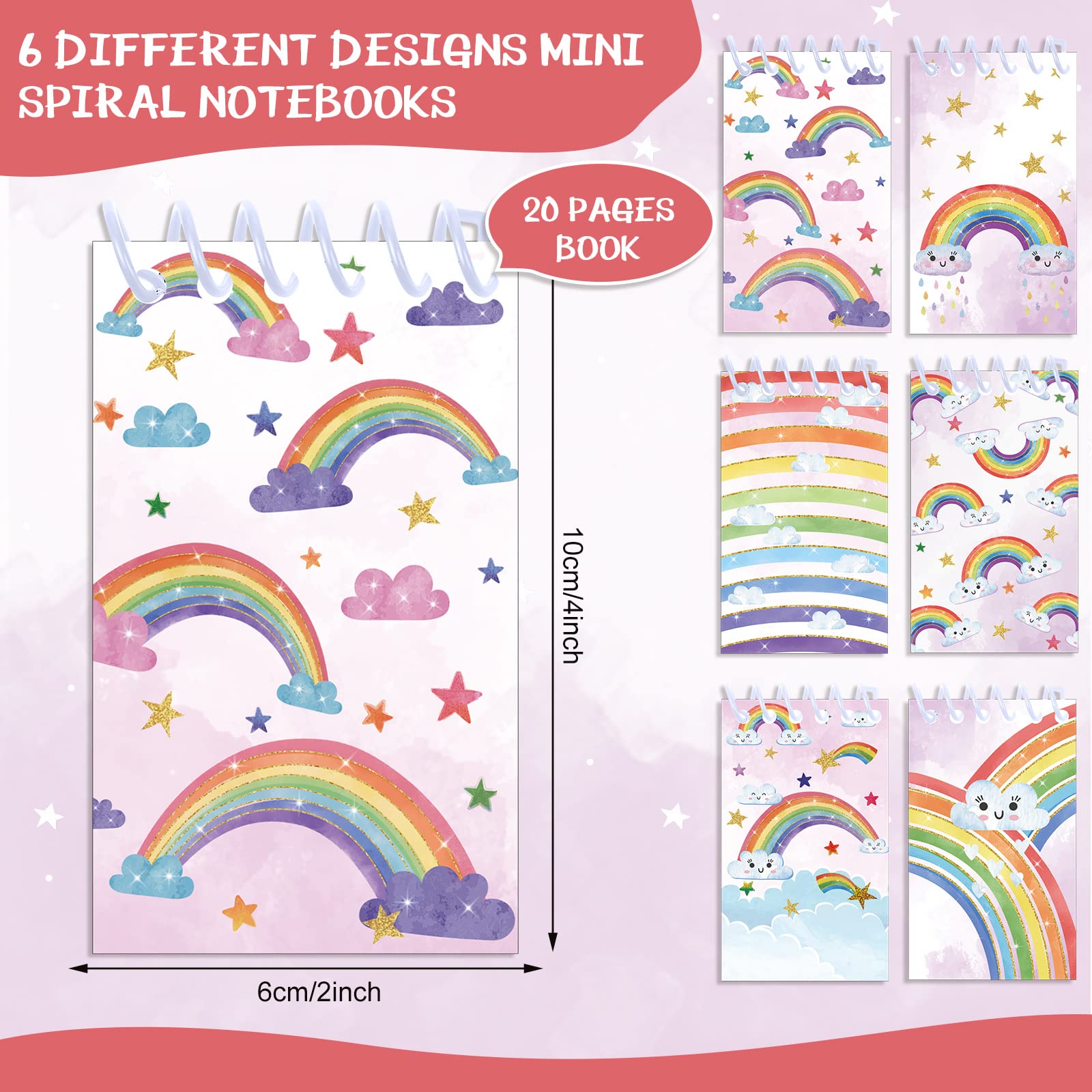 24 Pcs Mini Rainbow Notebook Party Favors Rainbow Mini Notepads 2.36 x 3.94 Inch Rainbow Spiral Notebook Bound Memo Note Books for Kids Back to School Office