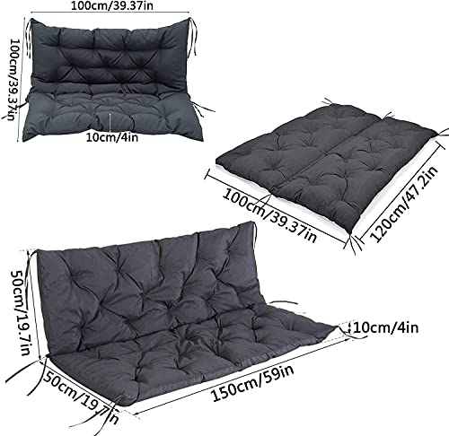 Bench Pad Cushion Replacement 2 or 3, Seat Waterproof Soft Bench Cushions with Backrest, Seat Replacement Mat Non Slip Thick Garden Bench Seat Cushion Lounger Chairs Pad for Outdoor Patio Swing