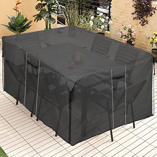 YJHome Outdoor Table Covers Waterproof Rectangle Patio Furniture Covers, Outdoor Table and Chair Set Covers, Heavy Duty Sectional Sofa Set Covers UV Resistant Large (Rectangular 126L x 63W x 28H)
