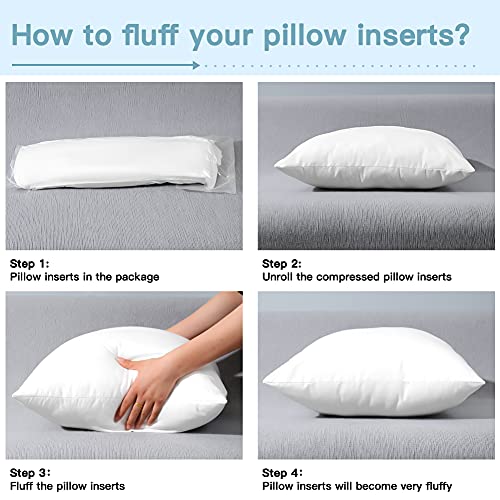Artscope Outdoor Waterproof Throw Pillows Inserts, 18 x 18in Set of 4, Premium Fluffy Decorative Square Form Cushion Stuffer Inner Soft for Garden, Bench, Tent, Couch, Patio Furniture Pillows Inserts