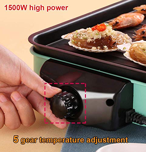 Indoor Barbecue Griddle with Non-Stick Coating Grill Plate,1500W Adjustable Temperature Control Mini Portable Barbecue Grill for 3-10 Persons, for Outdoor Picnic and Home Garden Camping Useful
