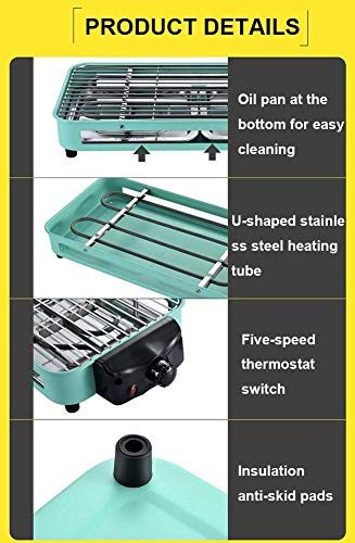 Indoor Barbecue Griddle with Non-Stick Coating Grill Plate,1500W Adjustable Temperature Control Mini Portable Barbecue Grill for 3-10 Persons, for Outdoor Picnic and Home Garden Camping Useful