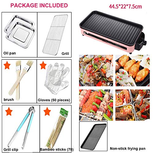 Indoor Barbecue Griddle with Non-Stick Coating Grill Plate,1500W Adjustable Temperature Control Mini Portable Barbecue Grill for 3-10 Persons, for Outdoor Picnic and Home Garden Camping Useful