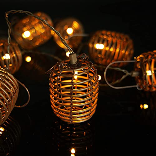Outdoor String Lights,Solar Operated 10 Mini Bulbs Drum-Shaped Lantern String Light, LED Patio Warm White Flashing Waterproof Hanging Decorative String Lights for Garden, Backyard, Christmas, Party.