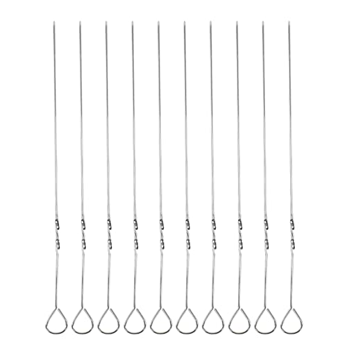 RvSky Garden kit Barbecue Skewer Flat Long Reusable Stainless Steel Kebab Sticks for Meat Vegetable Grilling 10pcs