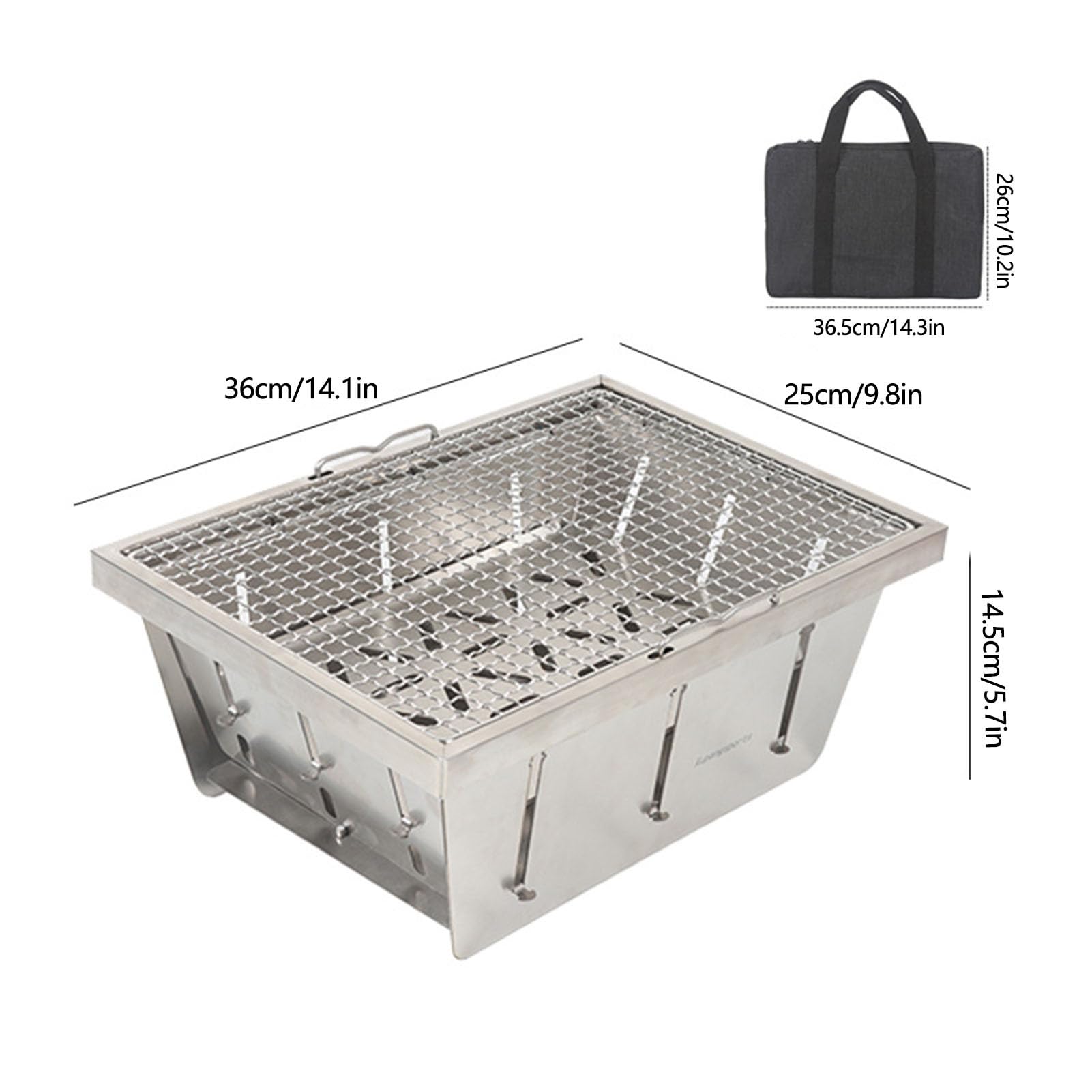 Camping Fire Pit, Portable Camping Grills, Foldable Camping Firepit, Backpacking BBQ Grill, Wood Burning Fire Pit, Outdoor Campfire Stove, Hiking Grills with Storage Bag, for Cooking Bonfire Patio