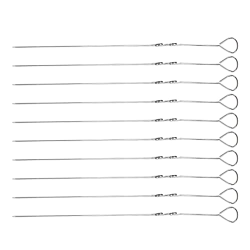 RvSky Garden kit Barbecue Skewer Flat Long Reusable Stainless Steel Kebab Sticks for Meat Vegetable Grilling 10pcs